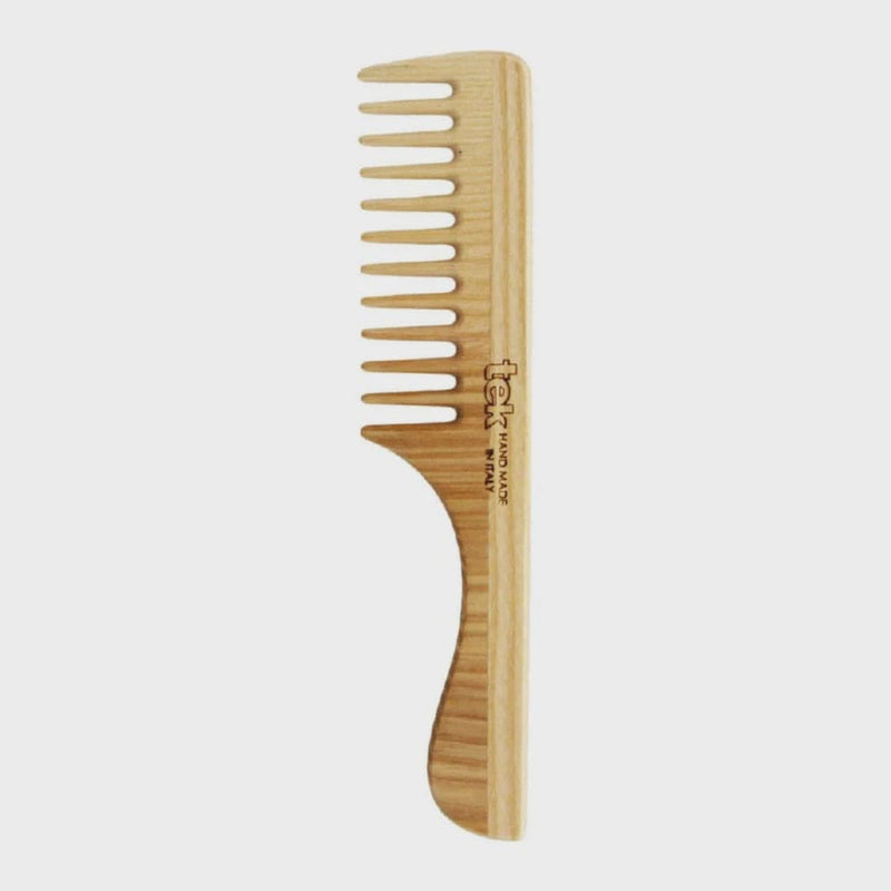 Wide Tooth Ash Wood Comb with Handle | Cranfields Wellington NZ
