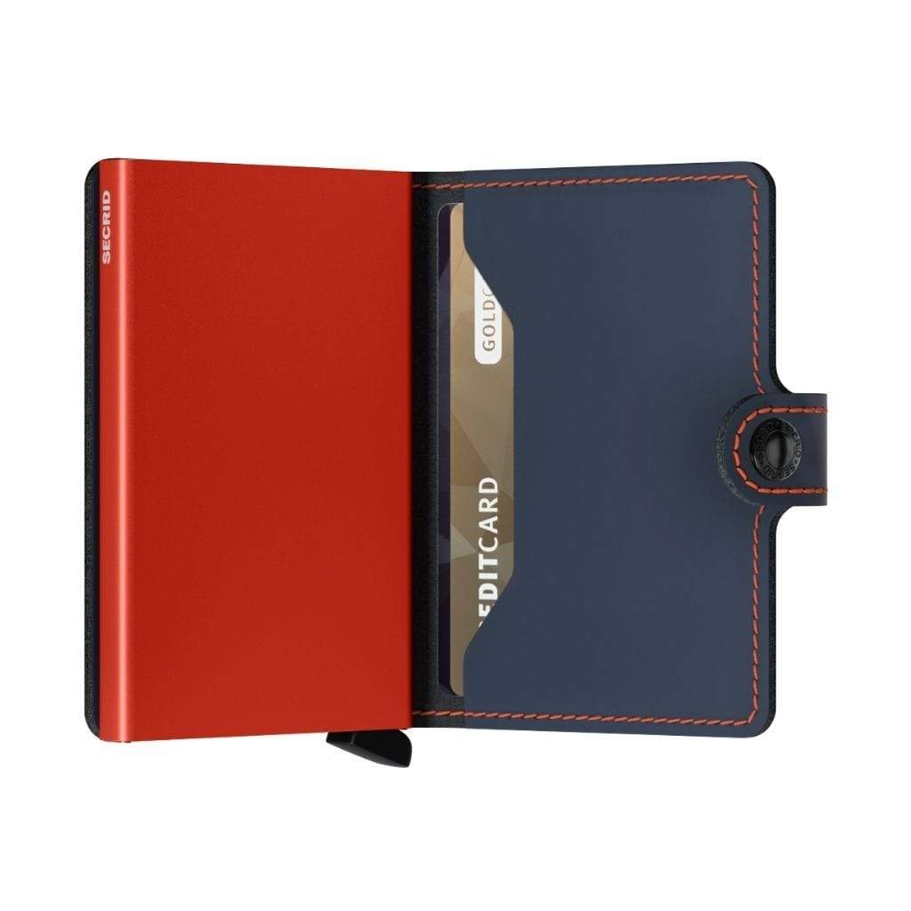 Secrid Matte Leather Mini Wallet l Night Blue/Orange | Cranfields Wellington