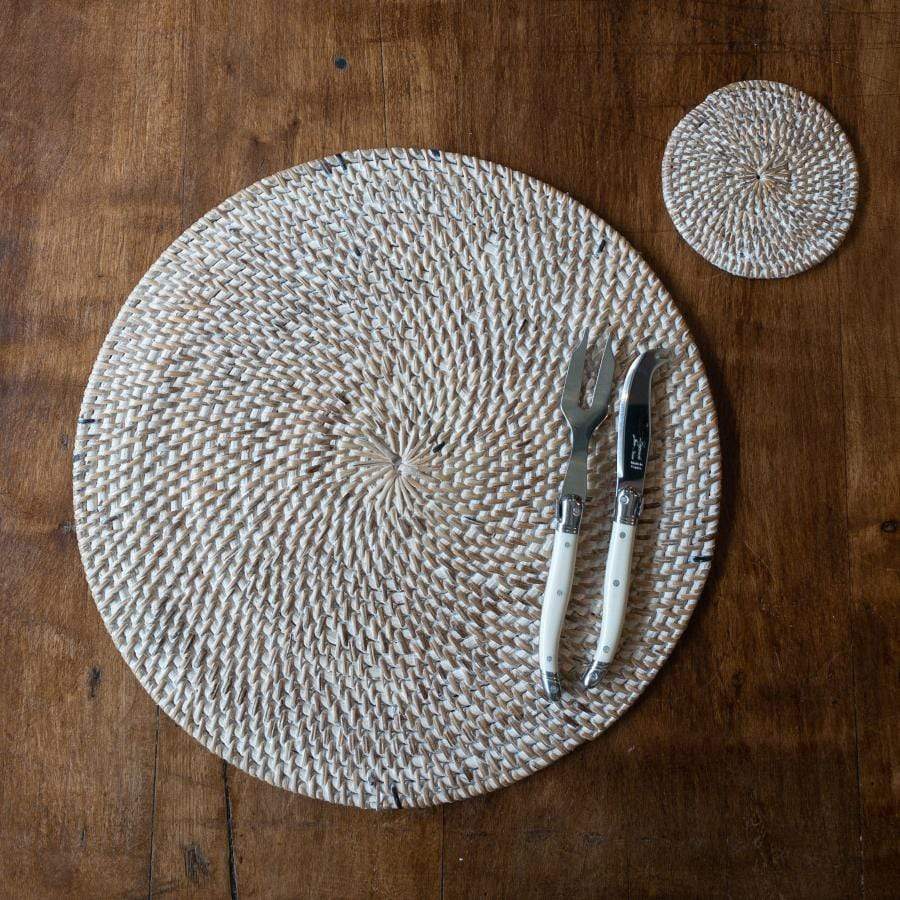 White Rattan Coaster | Cranfields Wellington NZ